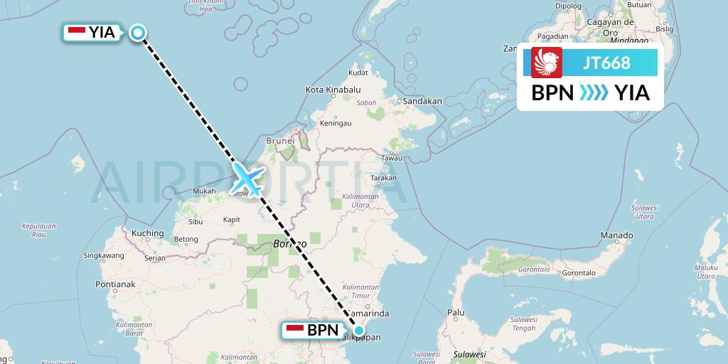 JT668 Flight Status Lion Airlines: Balikpapan to Yogyakarta (LNI668)