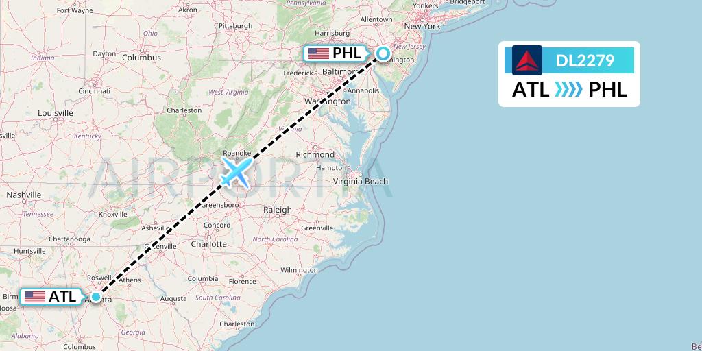 DL2279 Flight Status Delta Air Lines: Atlanta to Philadelphia (DAL2279)