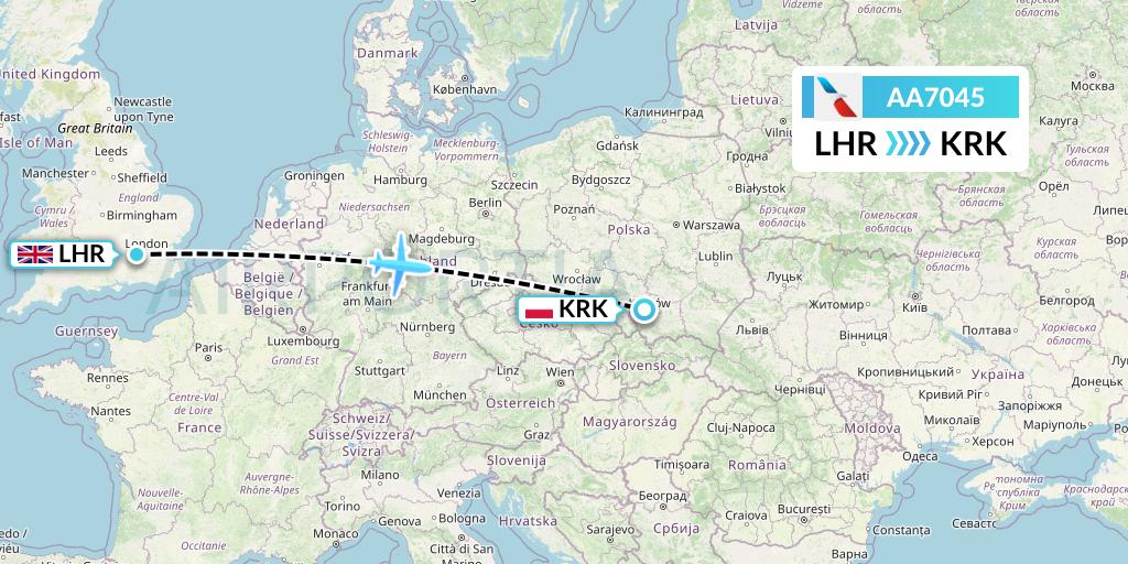 AA7045 Flight Status American Airlines: London to Krakow (AAL7045)