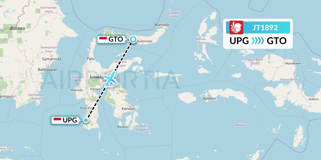 JT1892 Flight Status Lion Airlines: Makassar to Gorontalo (LNI1892)