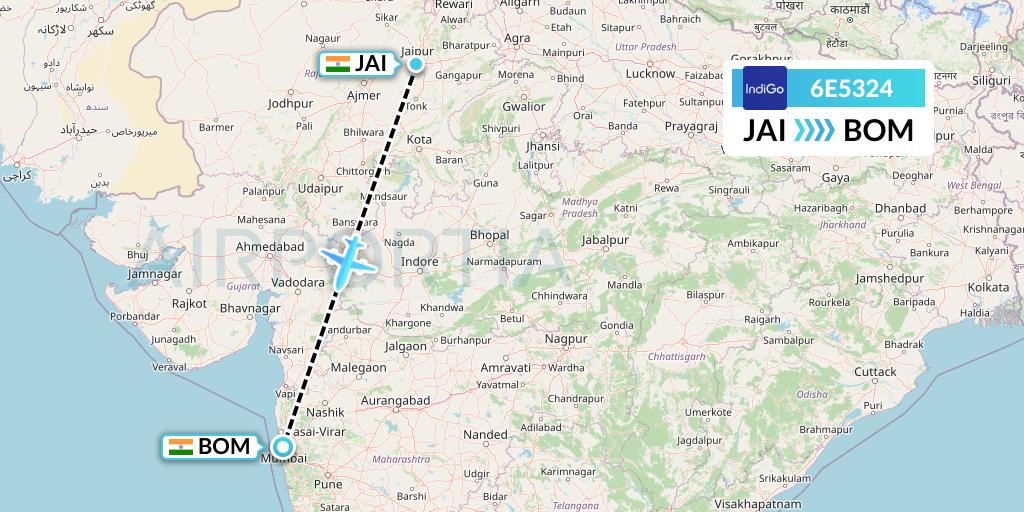 6E5324 Flight Status IndiGo Airlines: Jaipur to Mumbai (IGO5324)