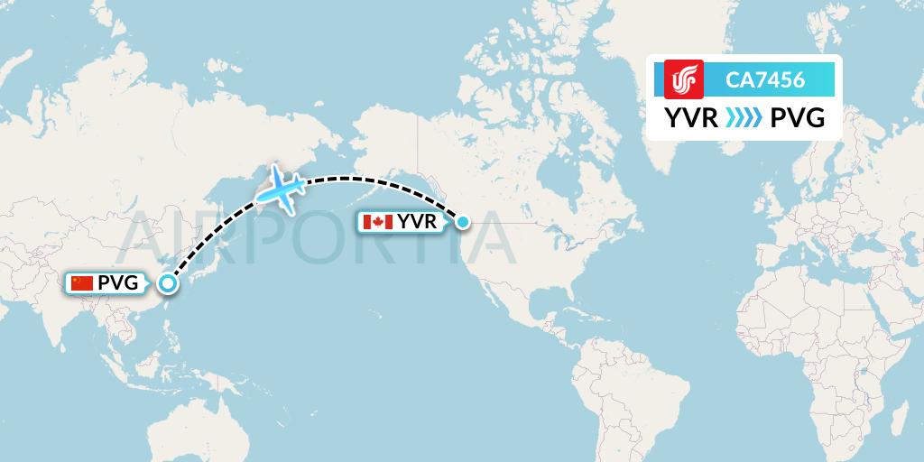 CA7456 Flight Status Air China: Vancouver to Shanghai (CCA7456)