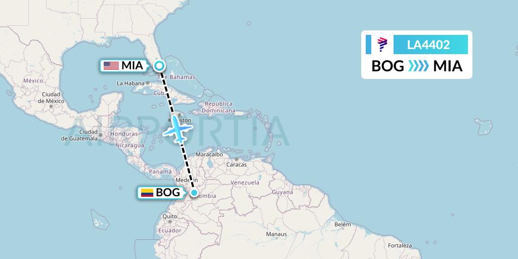 LA4402 Flight Status LAN Airlines: Bogota to Miami (LAN4402)