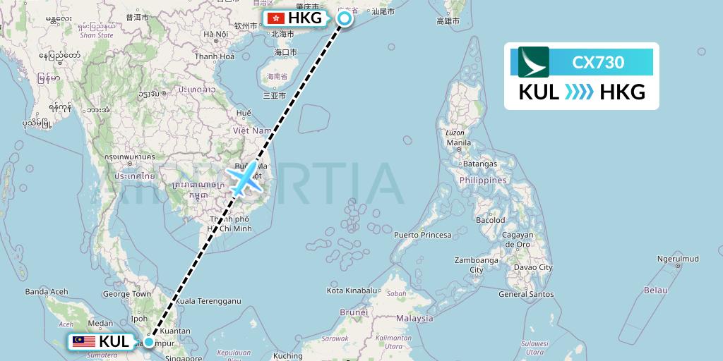 CX730 Flight Status Cathay Pacific: Kuala Lumpur to Hong Kong (CPA730)
