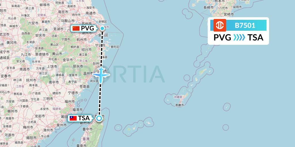B7501 Flight Status UNI Air: Shanghai to Taipei (UIA501)