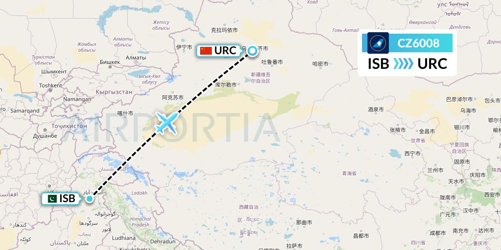 CZ6008 Flight Status China Southern Airlines: Islamabad to Urumqi (CSN6008)