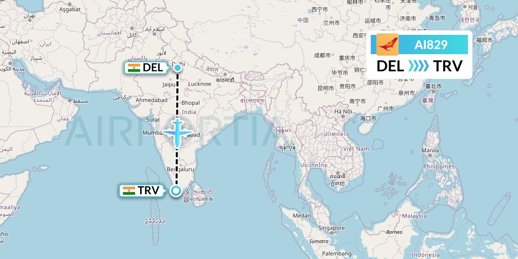AI829 Flight Status Air India: Delhi to Thiruvananthapuram (AIC829)