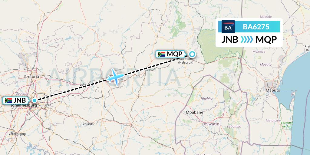 BA6275 Flight Status British Airways: Johannesburg to Nelspruit (BAW6275)