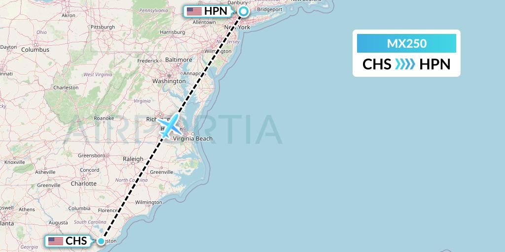 MX250 Flight Status Breeze Airways: Charleston to White Plains (MXY250)