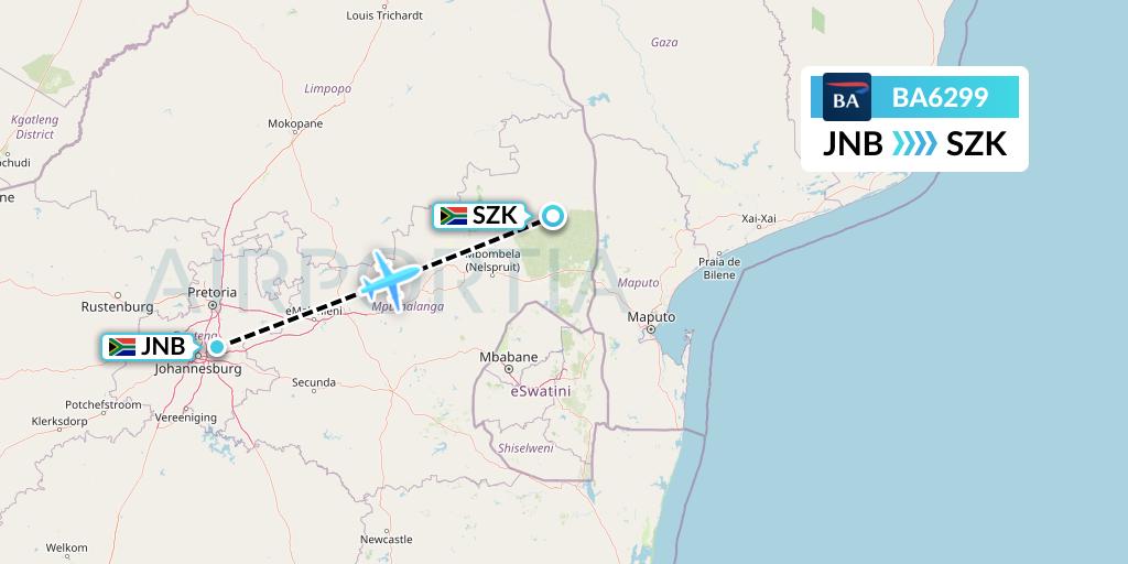 BA6299 Flight Status British Airways: Johannesburg to Skukuza (BAW6299)