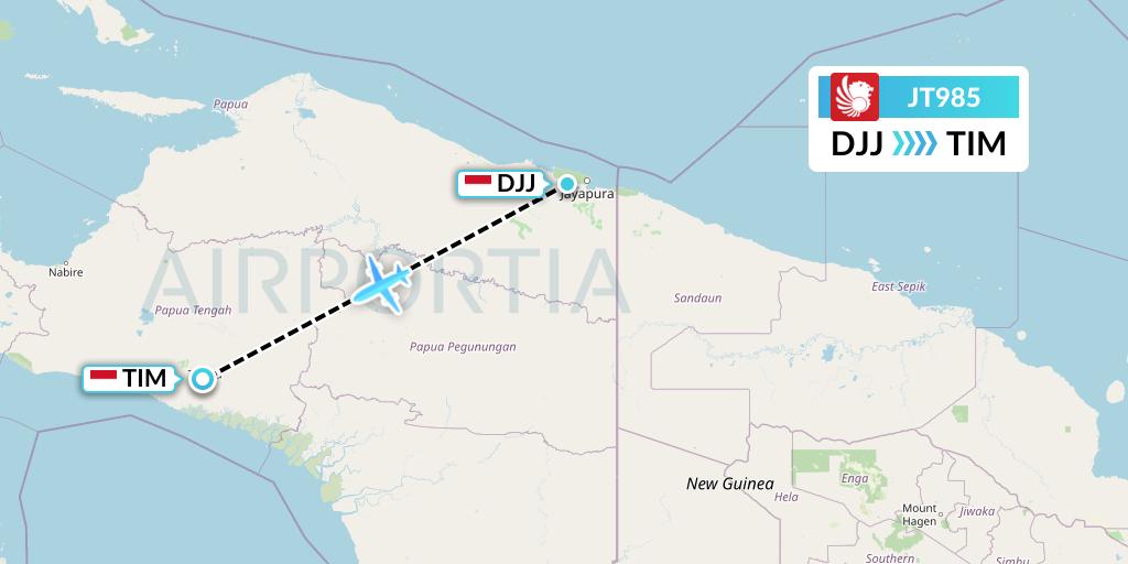 JT985 Flight Status Lion Airlines: Jayapura to Timika (LNI985)