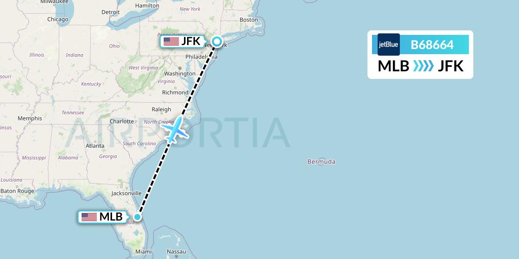 B68664 Flight Status JetBlue Airways: Melbourne to New York (JBU8664)