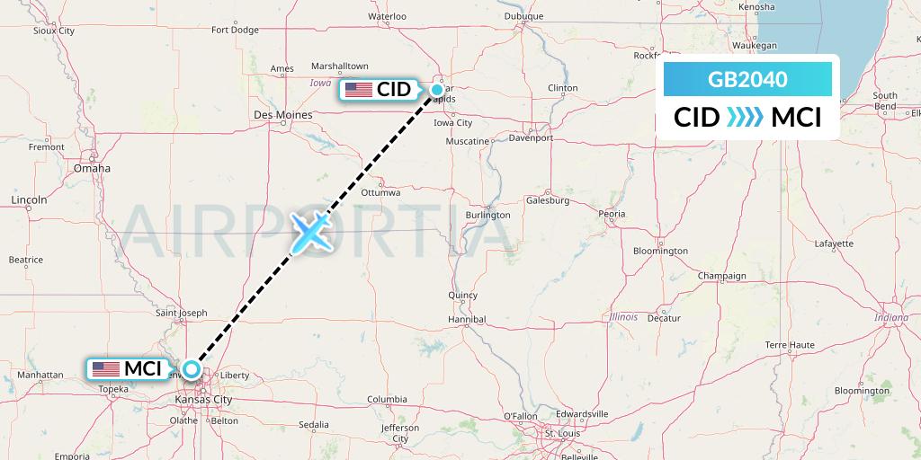 GB2040 Flight Status ABX Air: Cedar Rapids to Kansas City (ABX2040)