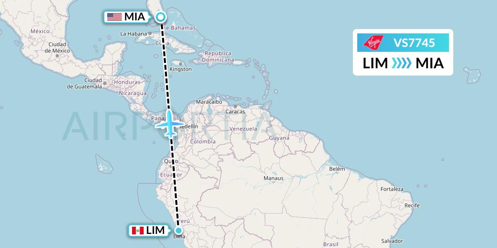 VS7745 Flight Status Virgin Atlantic Airways: Lima to Miami (VIR7745)