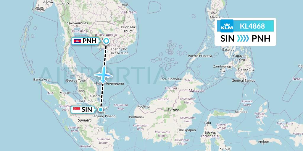 KL4868 Flight Status KLM: Singapore to Phnom Penh (KLM4868)