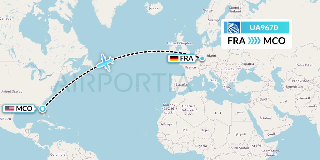 UA9670 Flight Status United Airlines: Frankfurt to Orlando (UAL9670)