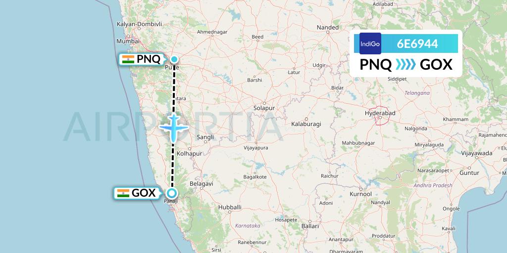 6E6944 Flight Status IndiGo Airlines: Pune to Goa (IGO6944)