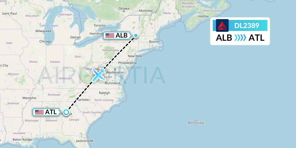 DL2389 Flight Status Delta Air Lines: Albany to Atlanta (DAL2389)