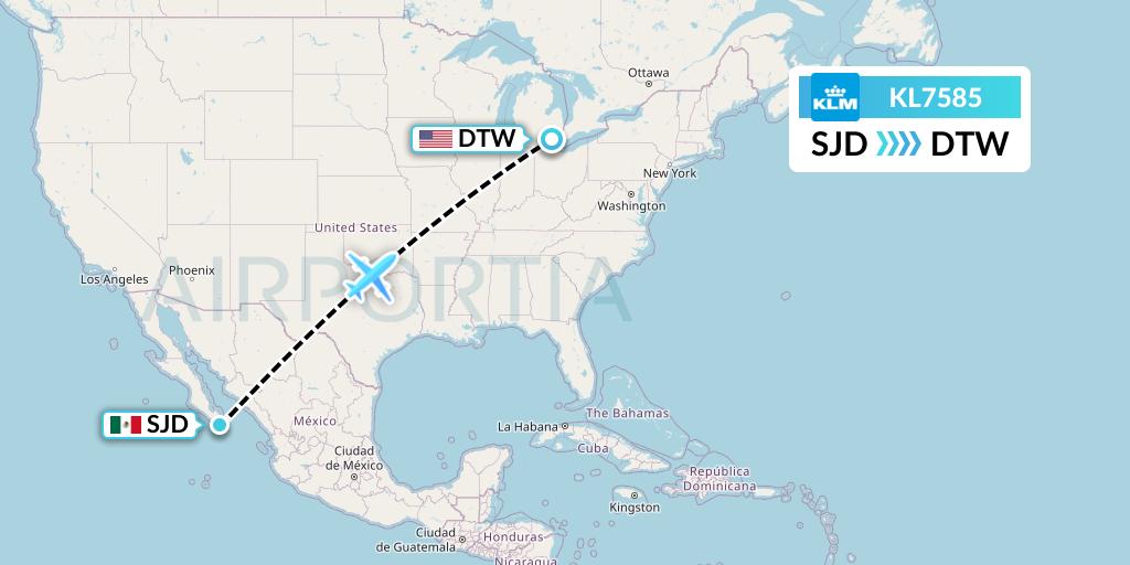 KL7585 Flight Status KLM: San Jose del Cabo to Detroit (KLM7585)