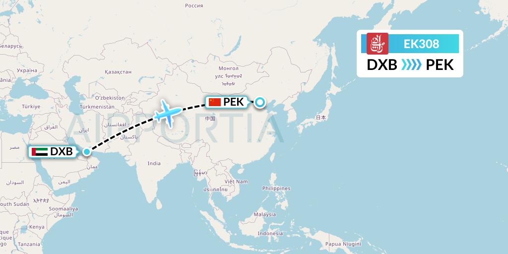 EK308 Flight Status Emirates: Dubai to Beijing (UAE308)