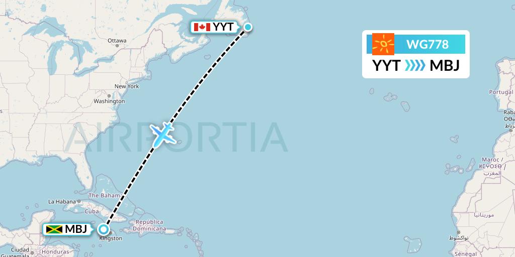 WG778 Flight Status Sunwing Airlines: St. John's to Montego Bay (SWG778)
