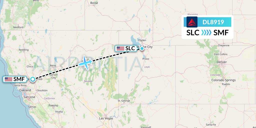 DL8919 Flight Status Delta Air Lines: Salt Lake City to Sacramento ...