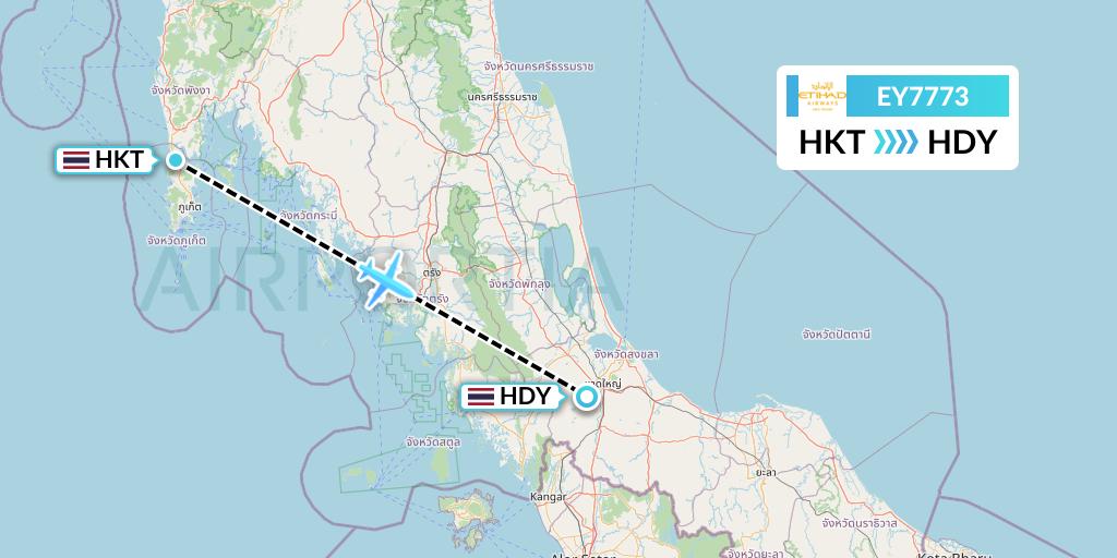 EY7773 Flight Status Etihad Airways: Phuket to Hat Yai (ETD7773)