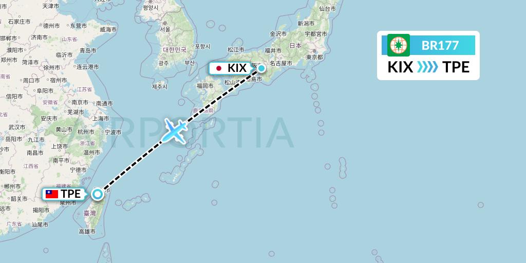 BR177 Flight Status EVA Air: Osaka to Taipei (EVA177)