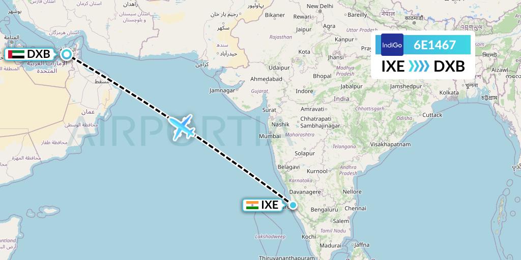 6E1467 Flight Status IndiGo Airlines: Mangalore to Dubai (IGO1467)