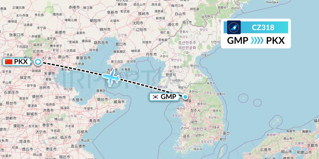 CZ318 Flight Status China Southern Airlines: Seoul to Beijing (CSN318)