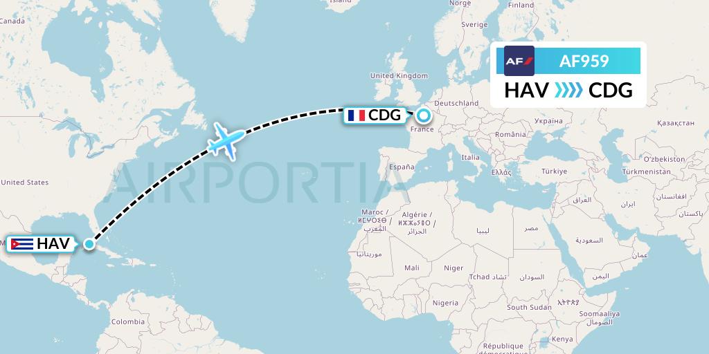 AF959 Flight Status Air France: Havana to Paris (AFR959)