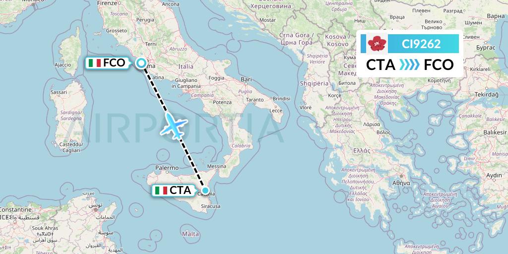CI9262 Flight Status China Airlines: Catania to Rome (CAL9262)