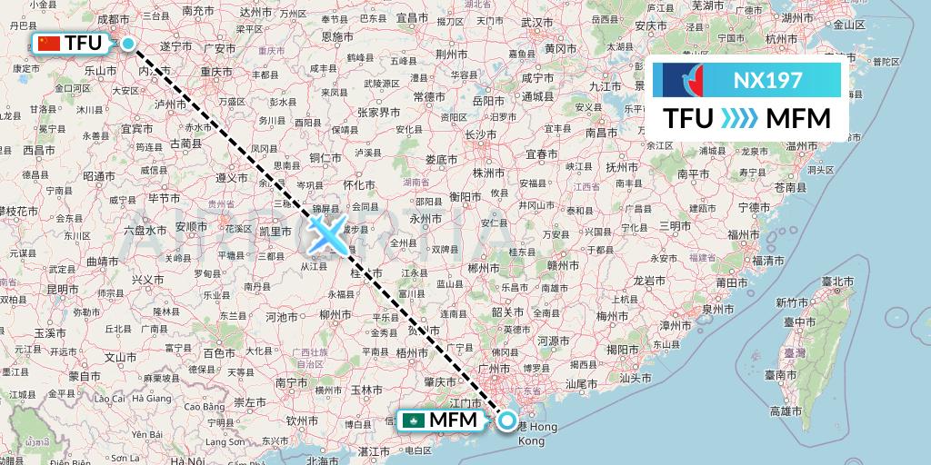 NX197 Flight Status Air Macau: Chengdu to Macau (AMU197)