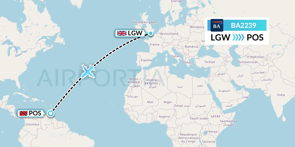 BA2239 Flight Status British Airways: London to Port of Spain (BAW2239)