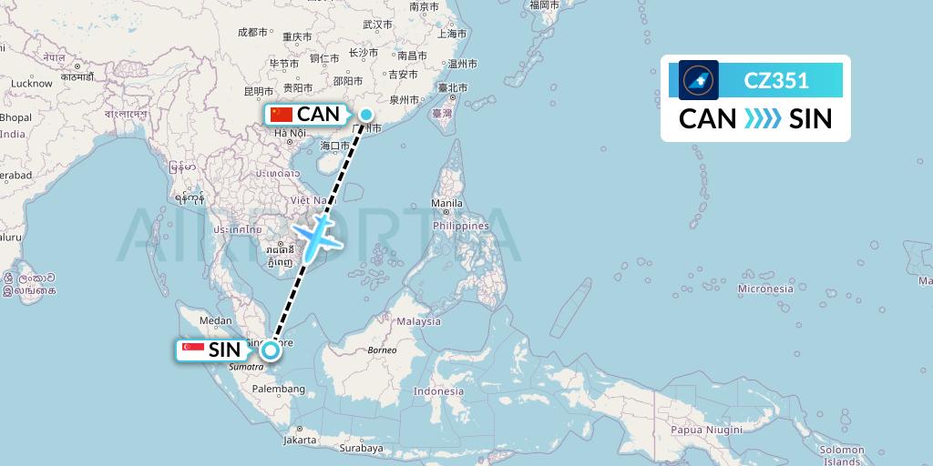 CZ351 Flight Status China Southern Airlines: Guangzhou to Singapore ...