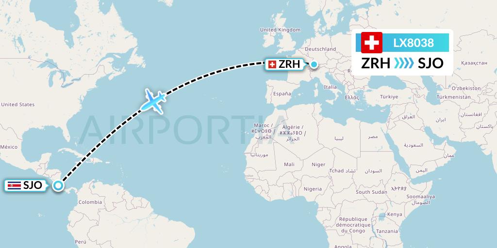 LX8038 Flight Status Swiss: Zurich to San Jose (SWR8038)