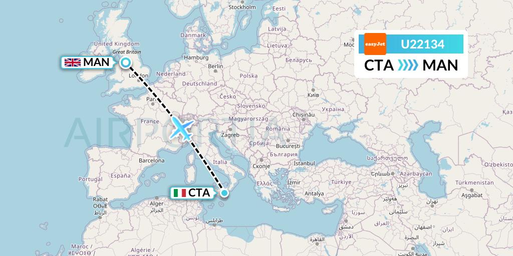 U22134 Flight Status EasyJet: Catania to Manchester (EZY2134)