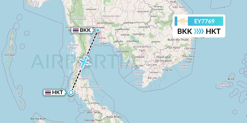 EY7769 Flight Status Etihad Airways: Bangkok to Phuket (ETD7769)
