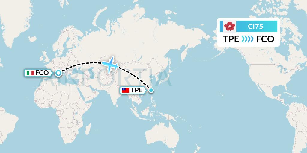 CI75 Flight Status China Airlines: Taipei to Rome (CAL75)