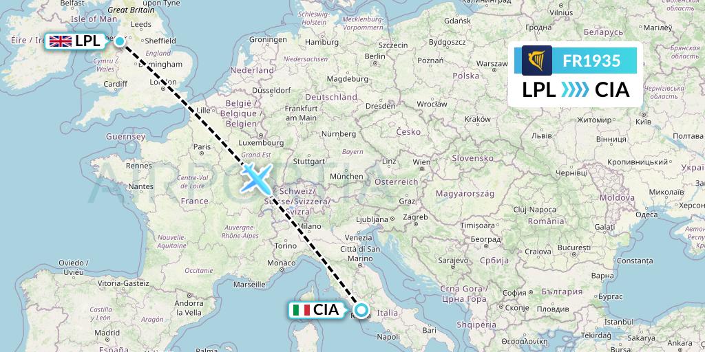 FR1935 Flight Status Ryanair: Liverpool to Rome (RYR1935)