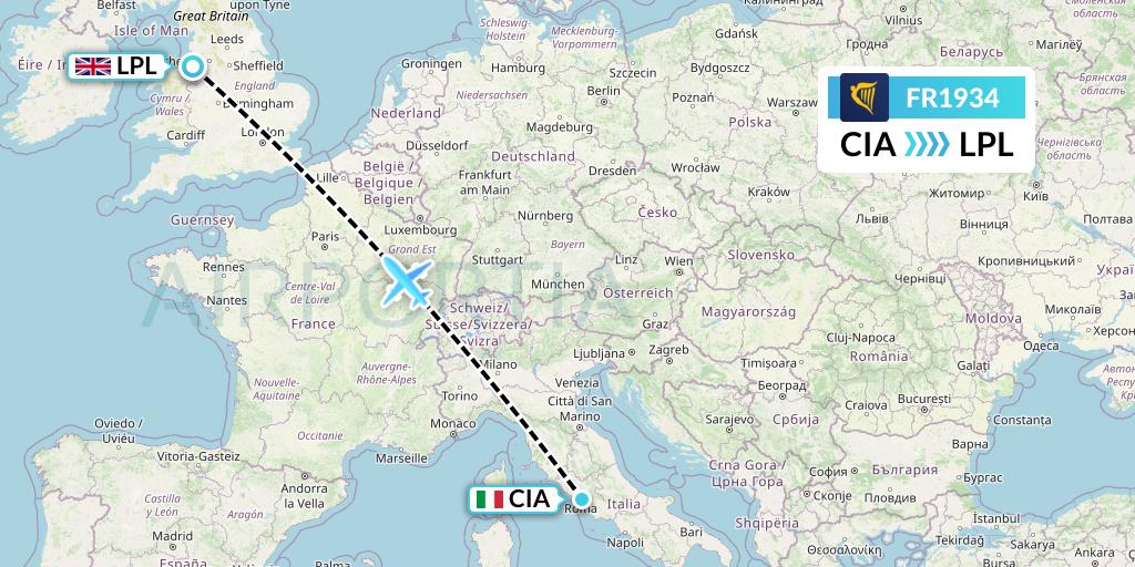 FR1934 Flight Status Ryanair: Rome to Liverpool (RYR1934)