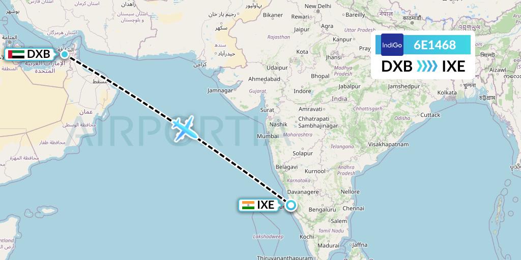 6E1468 Flight Status IndiGo Airlines: Dubai to Mangalore (IGO1468)