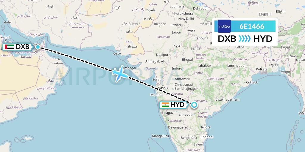 6E1466 Flight Status IndiGo Airlines: Dubai to Hyderabad (IGO1466)