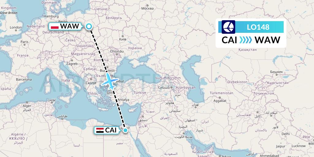 LO148 Flight Status LOT: Cairo to Warsaw (LOT148)