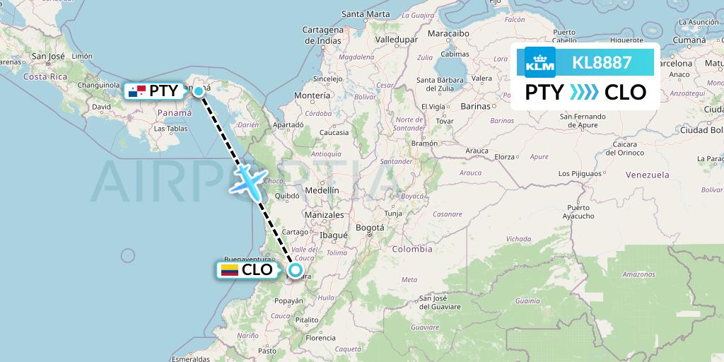 KL8887 Flight Status KLM: Panama City to Cali (KLM8887)