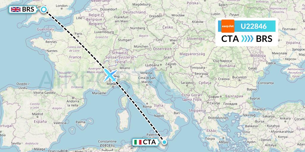 U22846 Flight Status EasyJet: Catania to Bristol (EZY2846)
