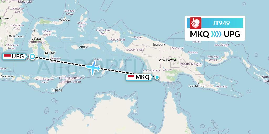 JT949 Flight Status Lion Airlines: Merauke-Papua Island to Makassar ...