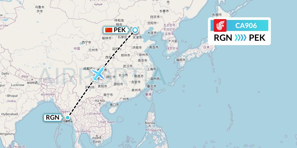 CA906 Flight Status Air China: Yangon to Beijing (CCA906)