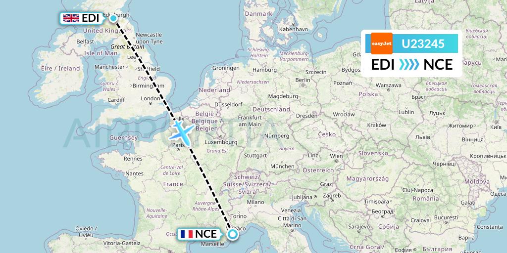 U23245 Flight Status EasyJet: Edinburgh to Nice (EZY3245)