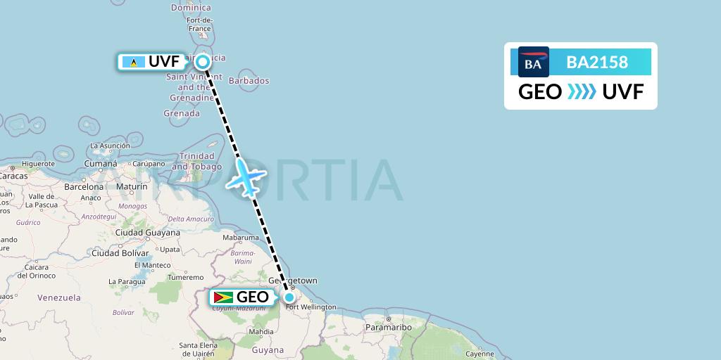 BA2158 Flight Status British Airways: Georgetown to Vieux Fort (BAW2158)